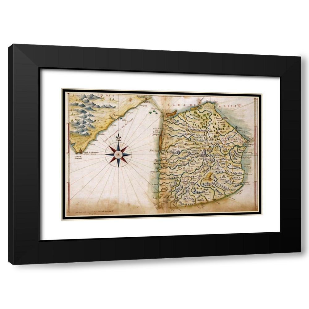 Portuguese map of Ceylon and India 1630 by Vintage Maps – frametowall