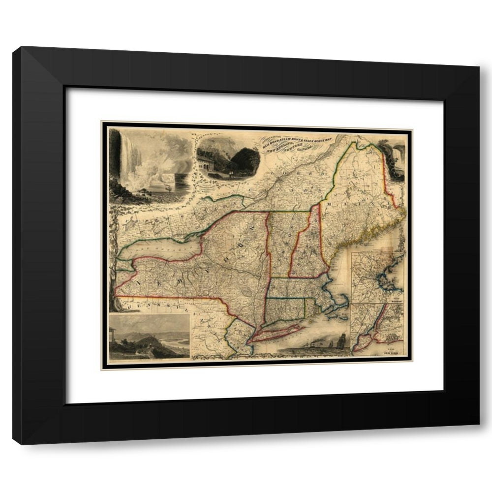 Railroad steam boat and stage route map of New England New York and ...