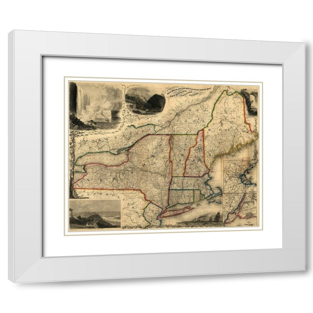 Railroad steam boat and stage route map of New England New York and ...