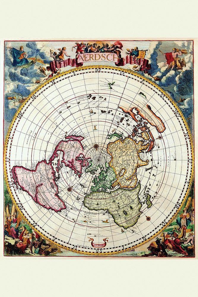Polar Projection Map of the World by Dankertz, Cornelis – frametowall