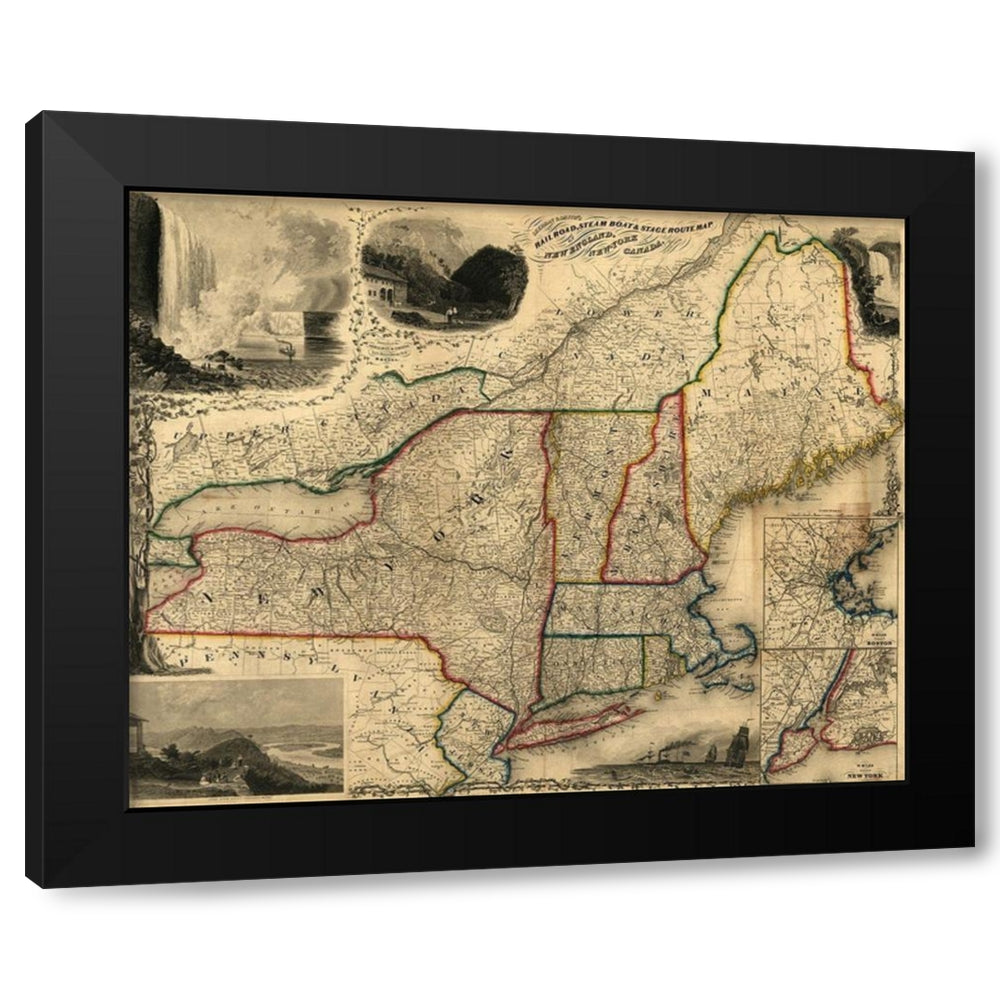 Railroad steam boat and stage route map of New England New York and ...