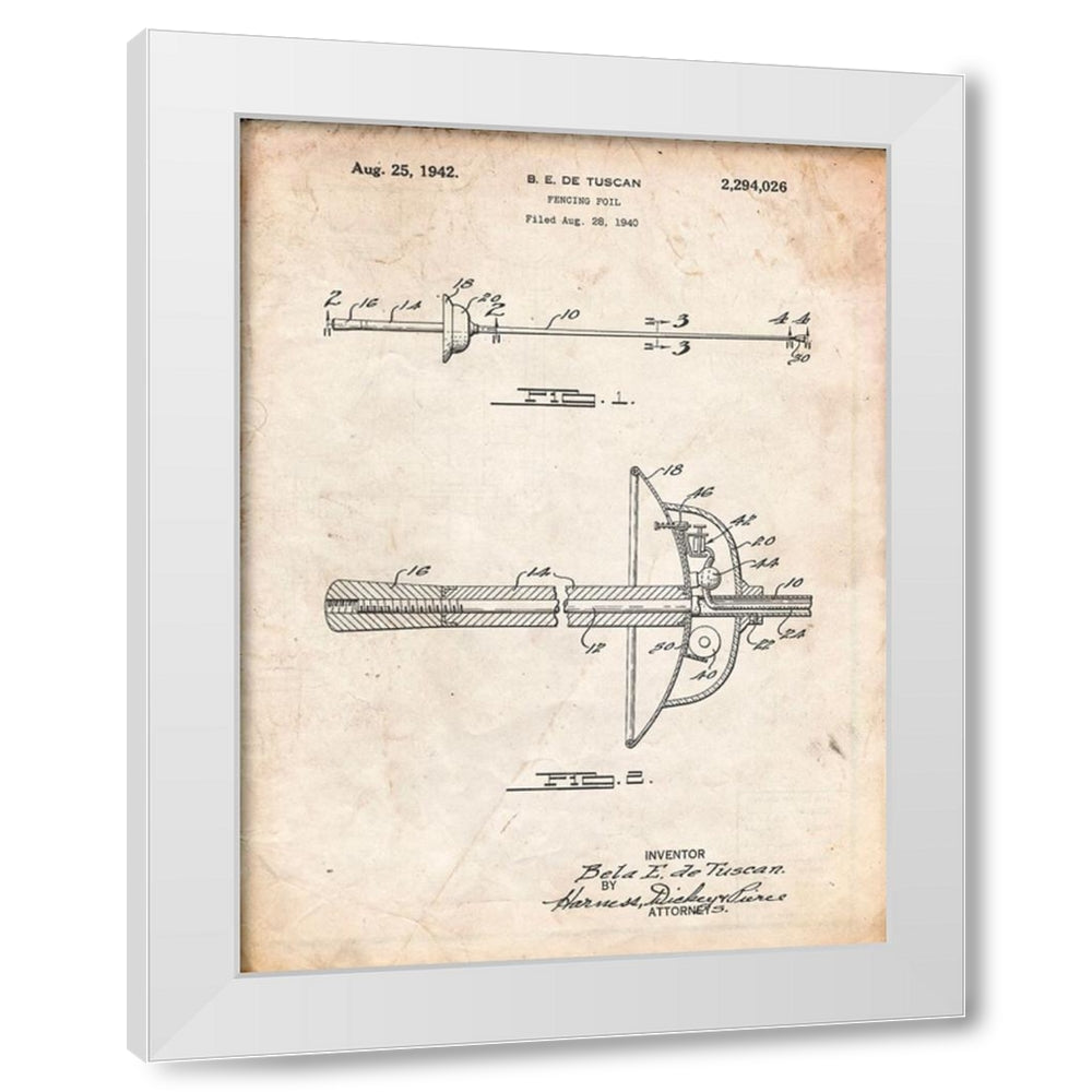 PP806-Vintage Parchment Fencing Sword Patent Poster by Borders, Cole ...