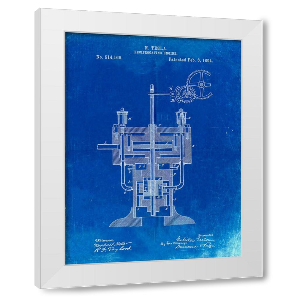 PP1094-Faded Blueprint Tesla Reciprocating Engine Poster by Borders ...