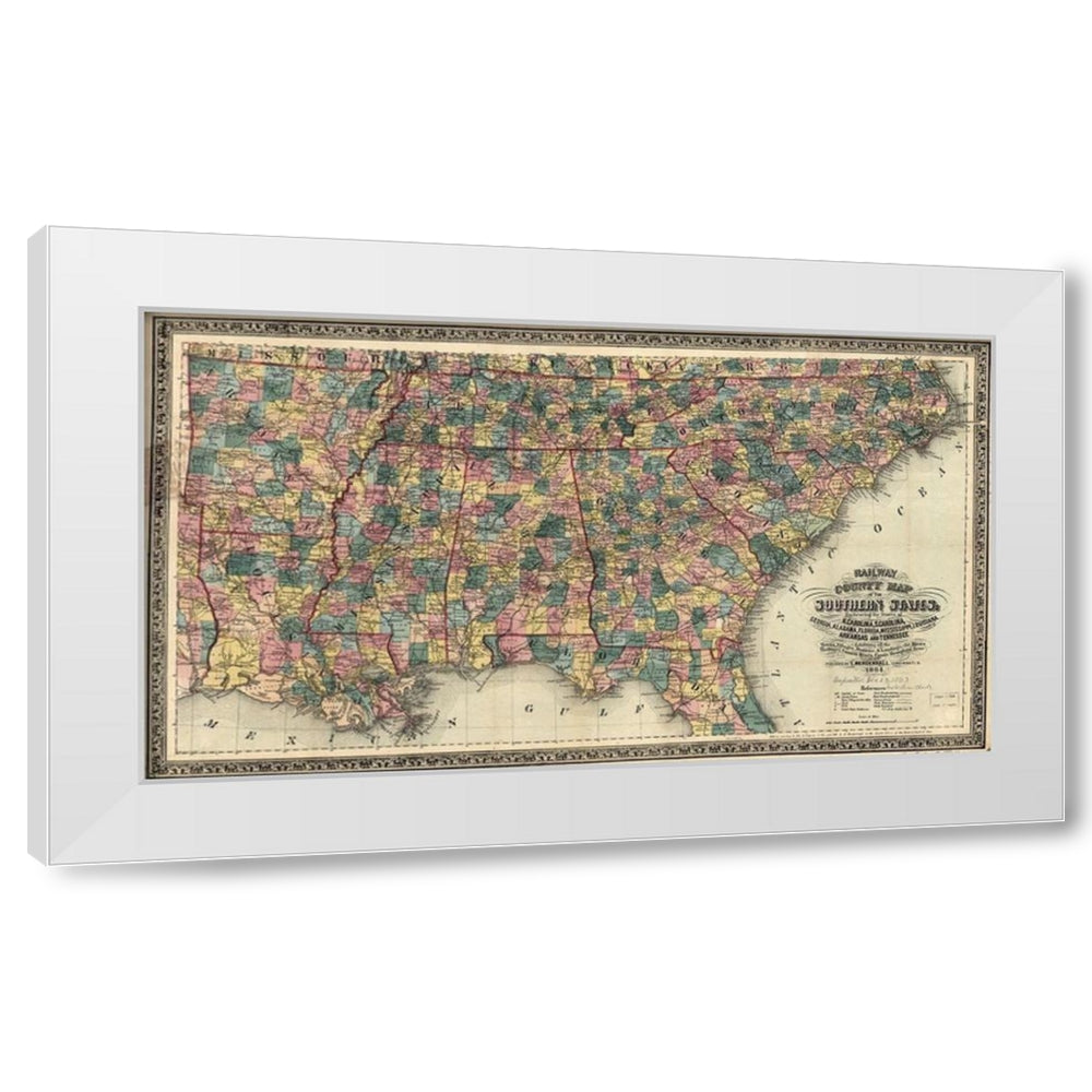 Railway and County Map of the Southern States by Vintage Maps – frametowall